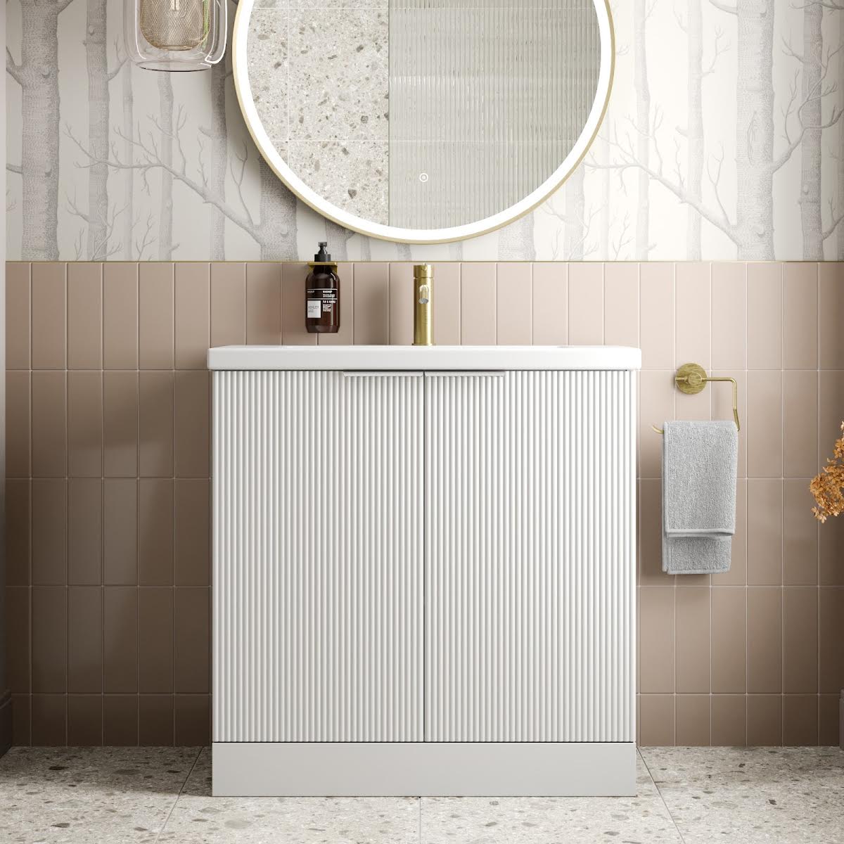 Artis Fluted Freestanding White Vanity Unit - 800mm