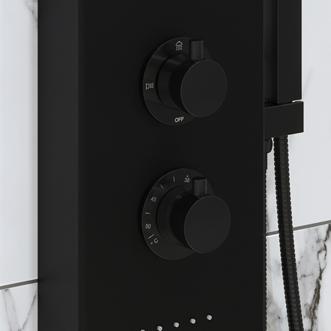 Thermostatic Bathroom Shower Tower Panel Column Body Jets Twin Head ...