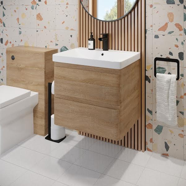 Regis Forma Wood Wall Hung Vanity Unit & Basin - 600mm