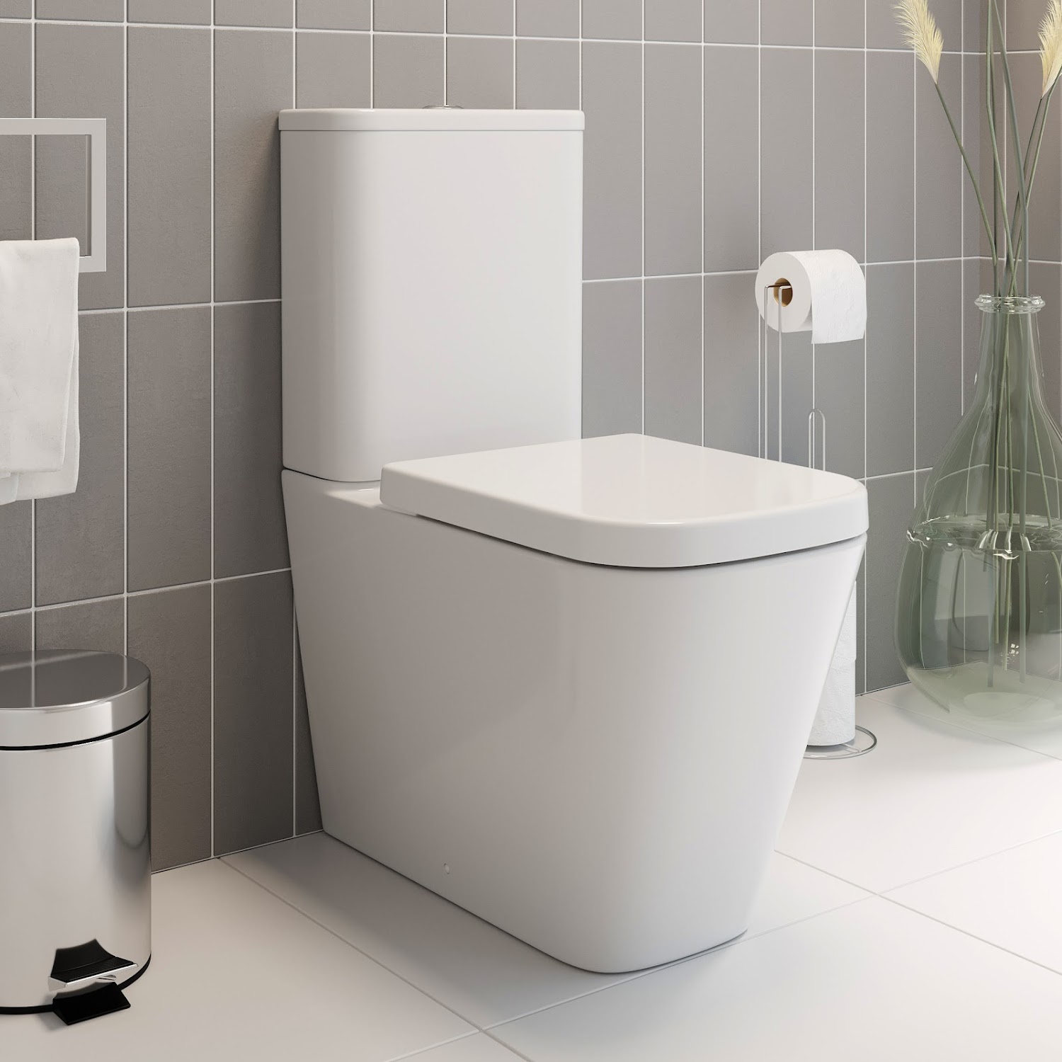 Space Saving Bathroom WC Toilet Dual Flush White Gloss Ceramic Soft ...