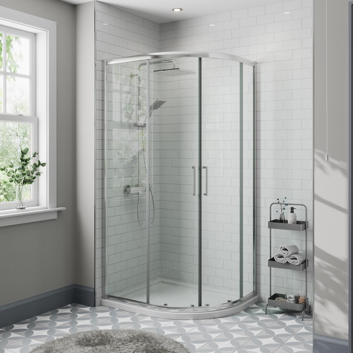 Diamond Offset Quadrant Shower Enclosure 1000 x 800mm (Right Hand) with Low Profile Tray - 8mm