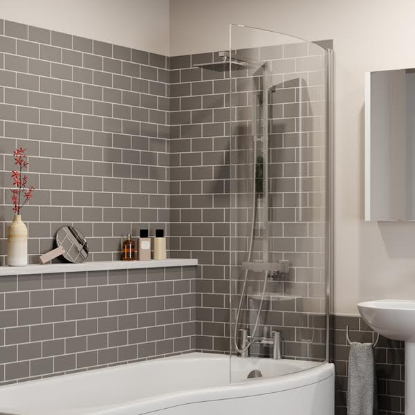 Ceramica P Shaped Bath Bundle 1600 Right - Inc. Shower Screen and Front ...