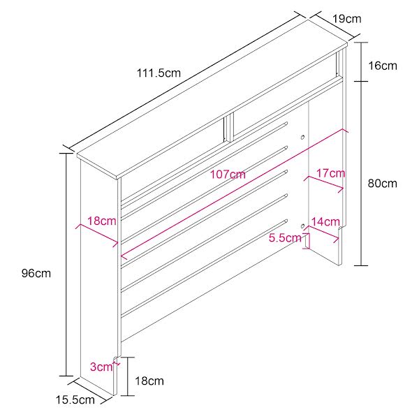 Vale Designs Cream Radiator Cover - Medium with Drawers 1115mm