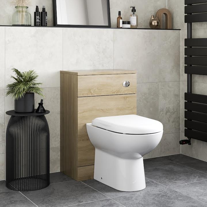 Alpine Oak Back to Wall Toilet Unit & Toilet 500 x 300mm