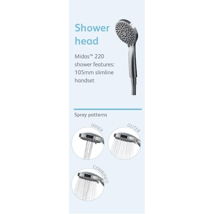 Aqualisa Midas 220 Thermostatic Mixer Shower with Adjustable Head