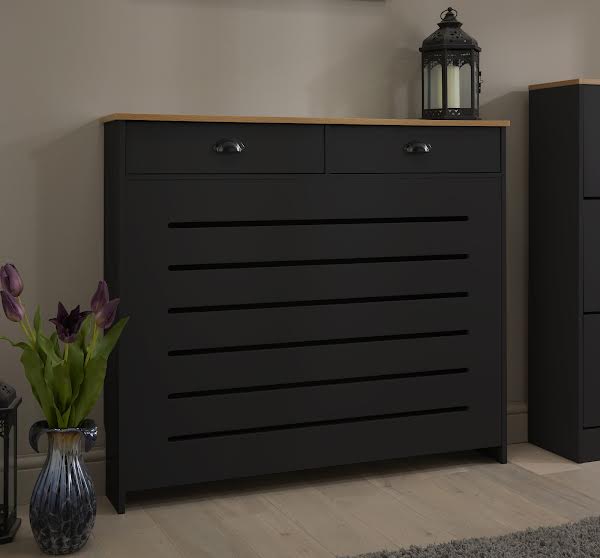 Vale Designs Black Radiator Cover - Medium with Drawers 1115mm