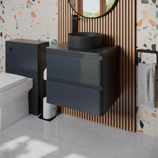 Regis Forma Grey Anthracite Wall Hung Vanity Unit & Affine Lyon Matt ...