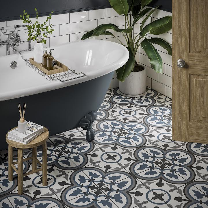 Amiata Seurat Grey Patterned Vitrified Ceramic Tiles 250 x 250mm