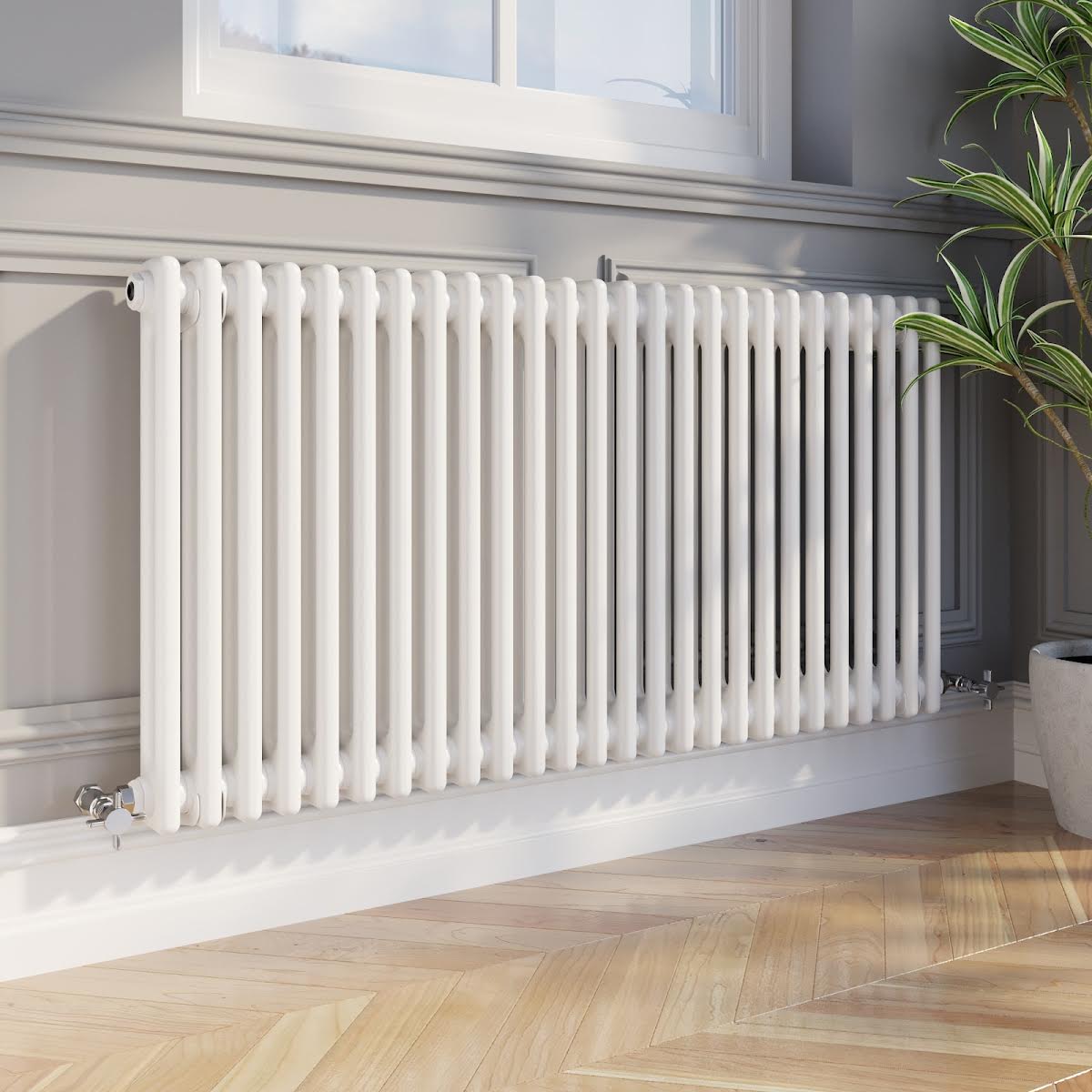 Park Lane Traditional Colosseum Double Bar Column Radiator White 600 x ...