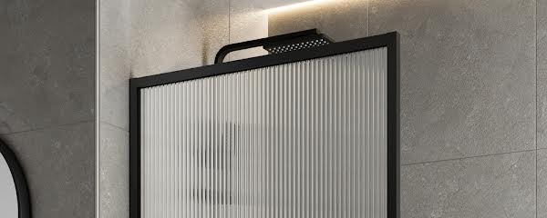 Luxura Square Framed Fluted Bath Shower Screen 800mm - 6mm Black