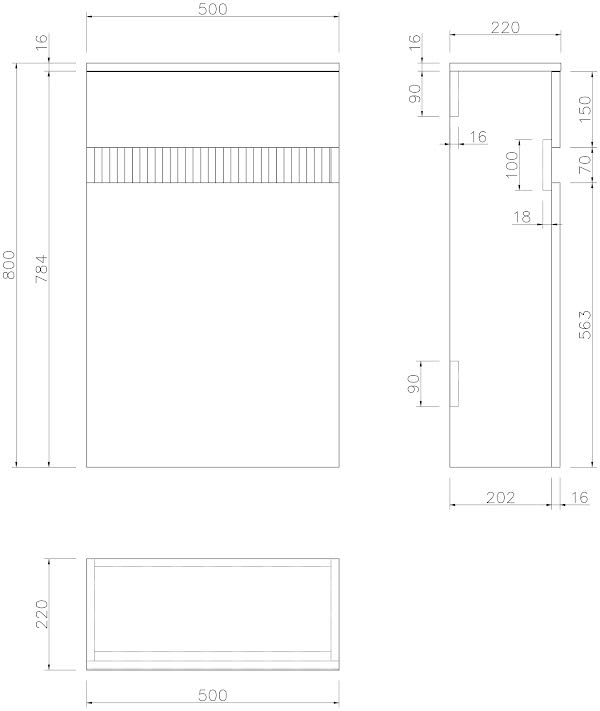 Artis Fluted Back to Wall Toilet Unit - Grey