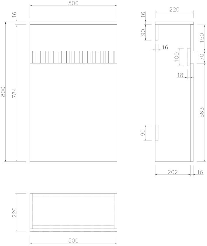 Artis Fluted Back to Wall Toilet Unit - Grey