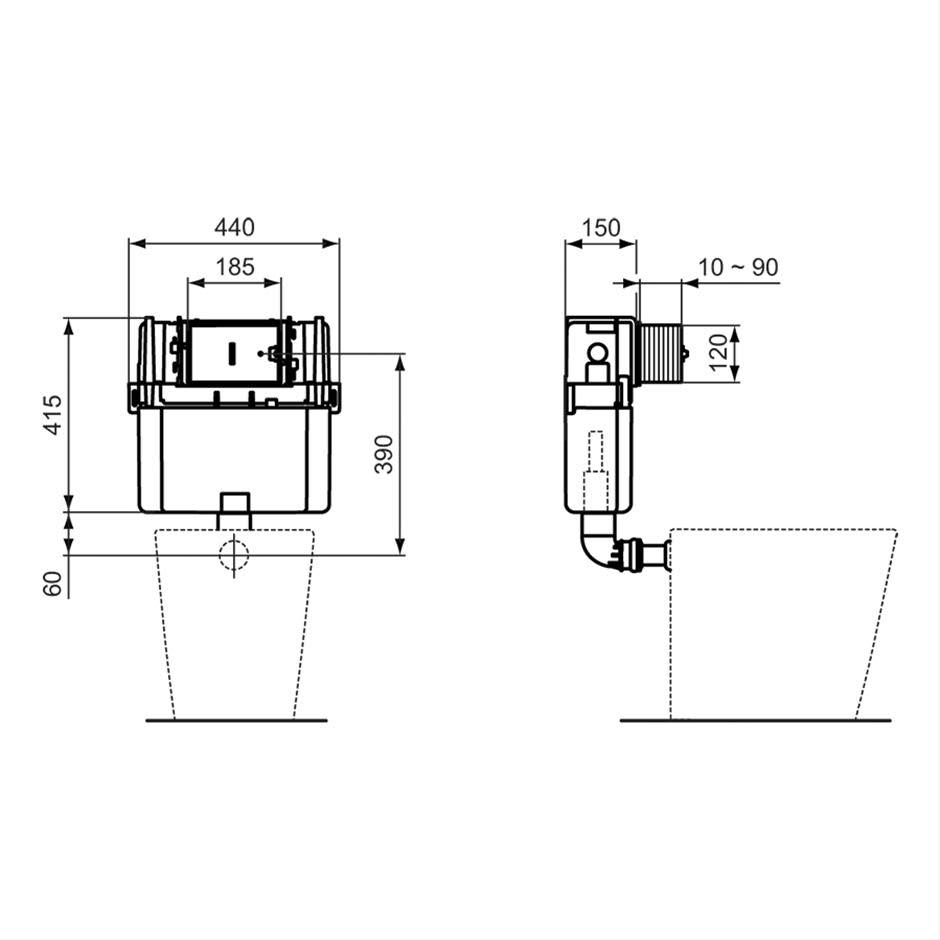 Ideal Standard ProSys Concealed Cistern – Mechanical, 150mm Depth