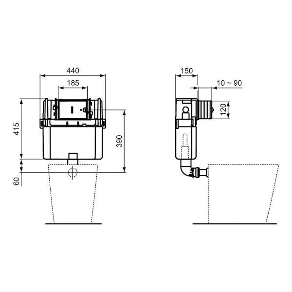 Ideal Standard ProSys Concealed Cistern – Mechanical, 150mm Depth