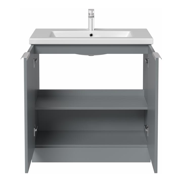 Artis Fluted Freestanding Grey Vanity Unit - 800mm