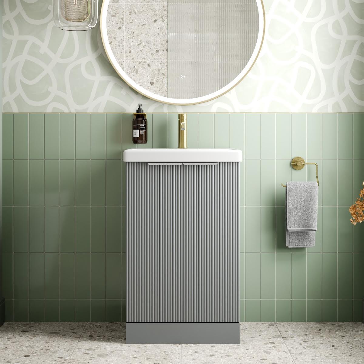 Artis Fluted Freestanding Grey Vanity Unit - 500mm