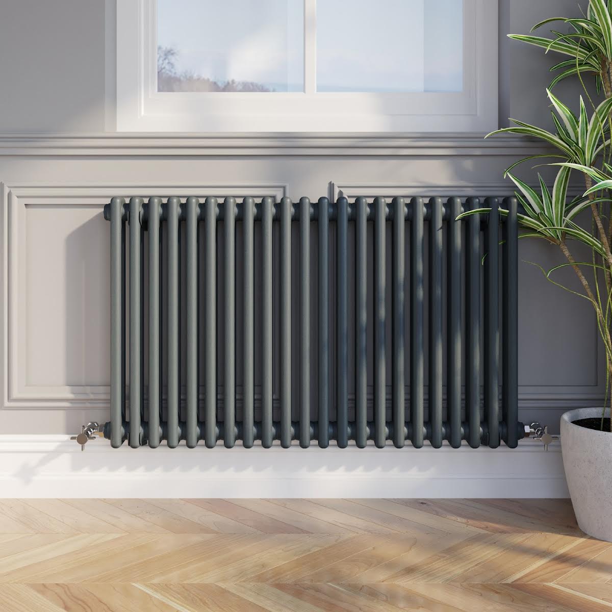 Park Lane Traditional Colosseum Double Bar Column Radiator Anthracite ...