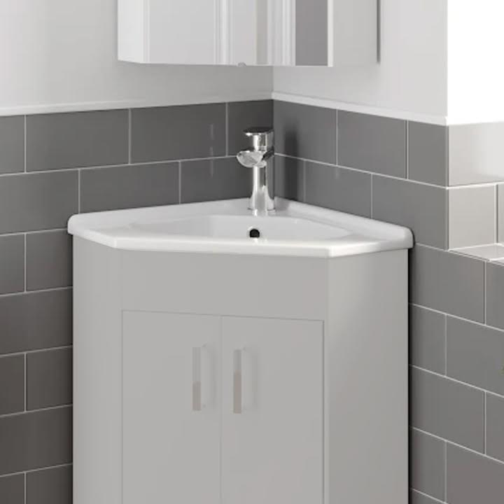 Affine White Gloss Recessed Corner Basin - 585mm
