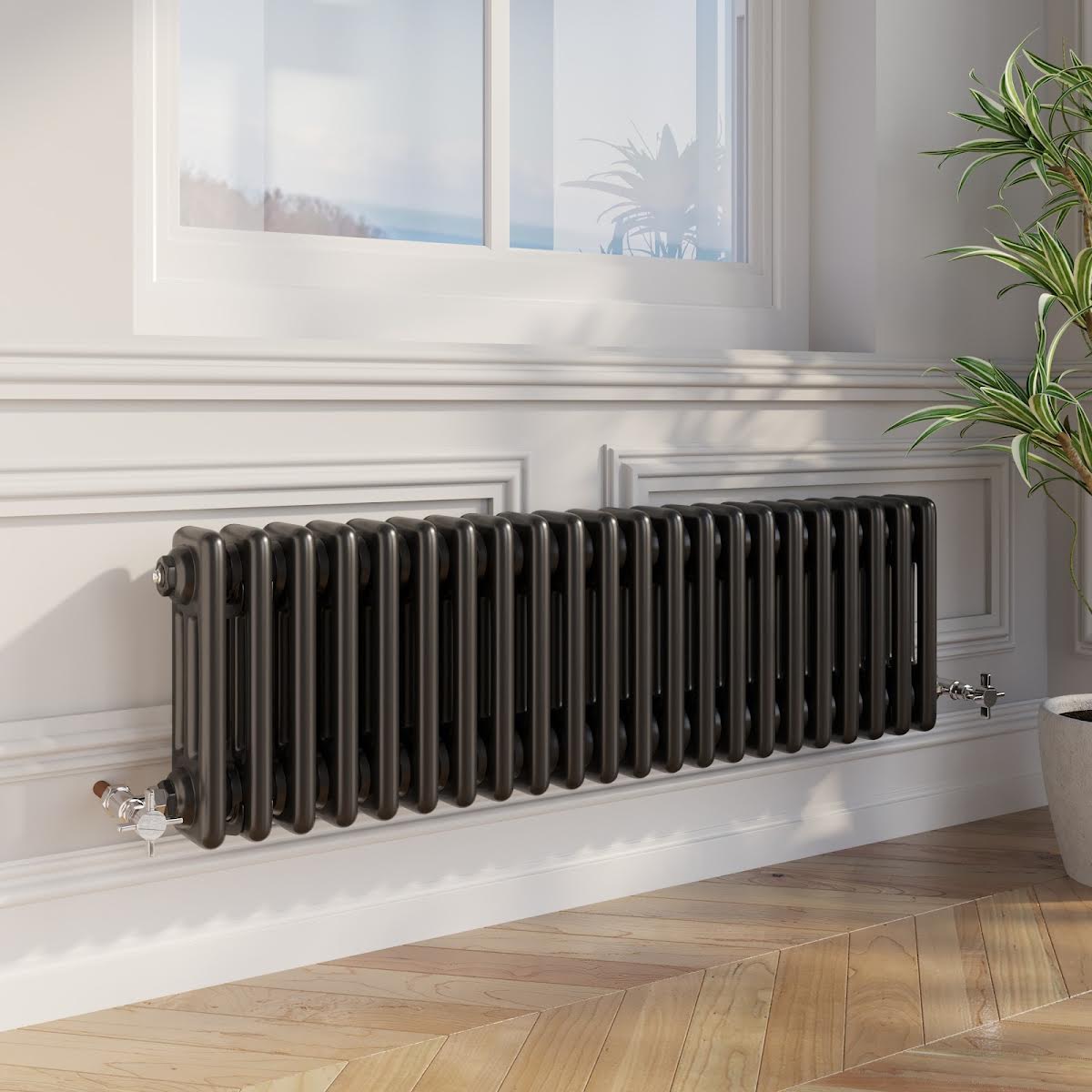Park Lane Traditional Colosseum Triple Bar Column Radiator Black - 300 ...