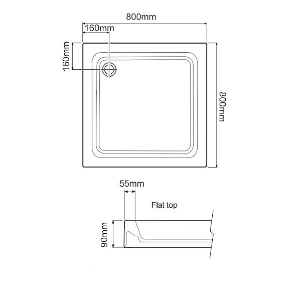Mira Flight Deep Square Shower Tray 800x800mm & Waste