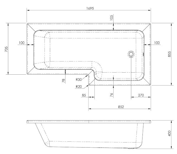 Affine Royan Black Bathroom Suite with L Shape Shower Bath 1700 & Artis ...