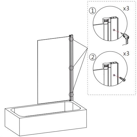 Hydrolux 4 Panel Folding Bath Shower Screen 992mm