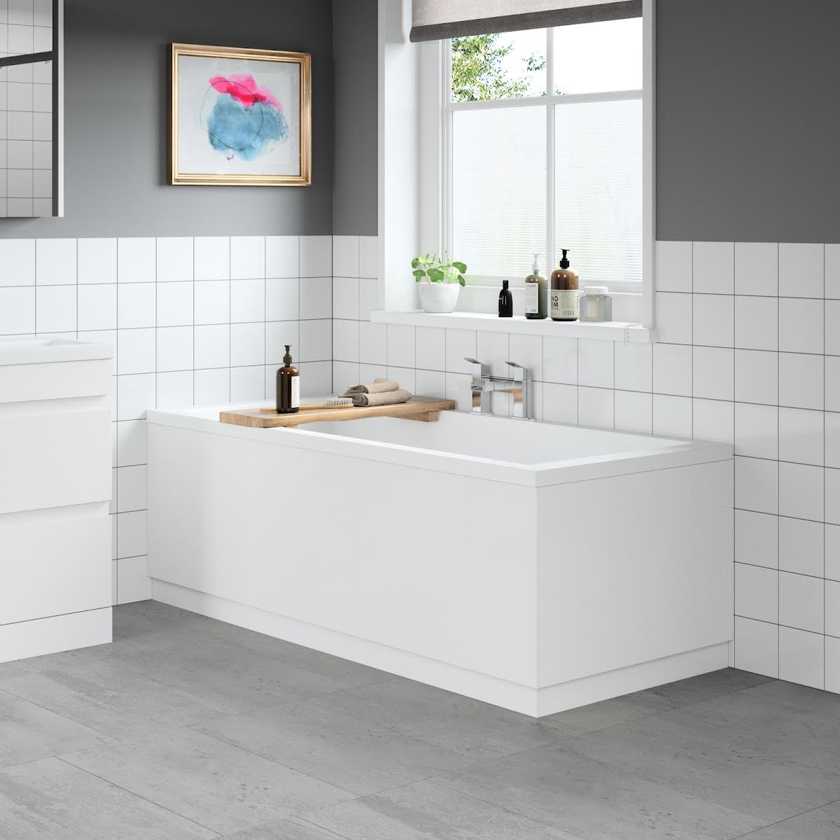 Artis White Gloss Bath Panel 1800mm - Side MDF