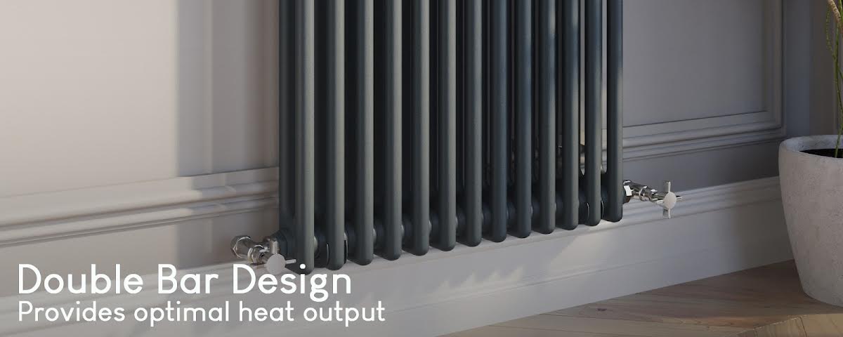 Park Lane Traditional Colosseum Double Bar Column Radiator Anthracite ...