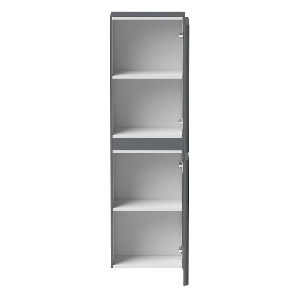 Regis Forma Grey Gloss Wall Hung Tall Bathroom Cabinet - 1400 x 400mm