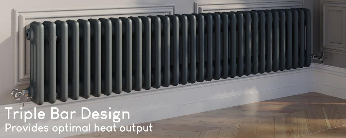 Park Lane Traditional Colosseum Triple Bar Column Radiator Anthracite ...