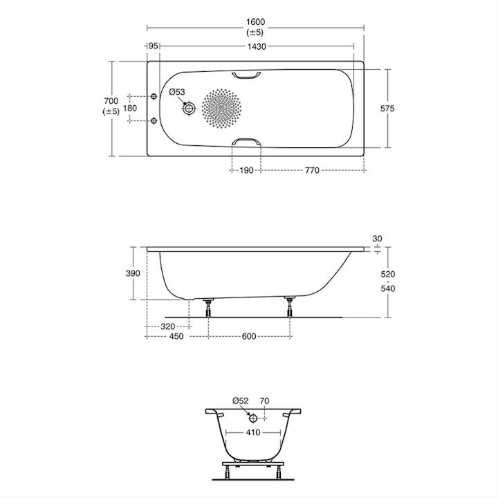 Ideal Standard Simplicity Single Ended Steel Bath 1600 x 700mm