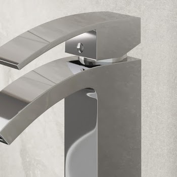 Mono High Rise Tall Basin Sink Mixer Tap Curved Spout Single Lever ...