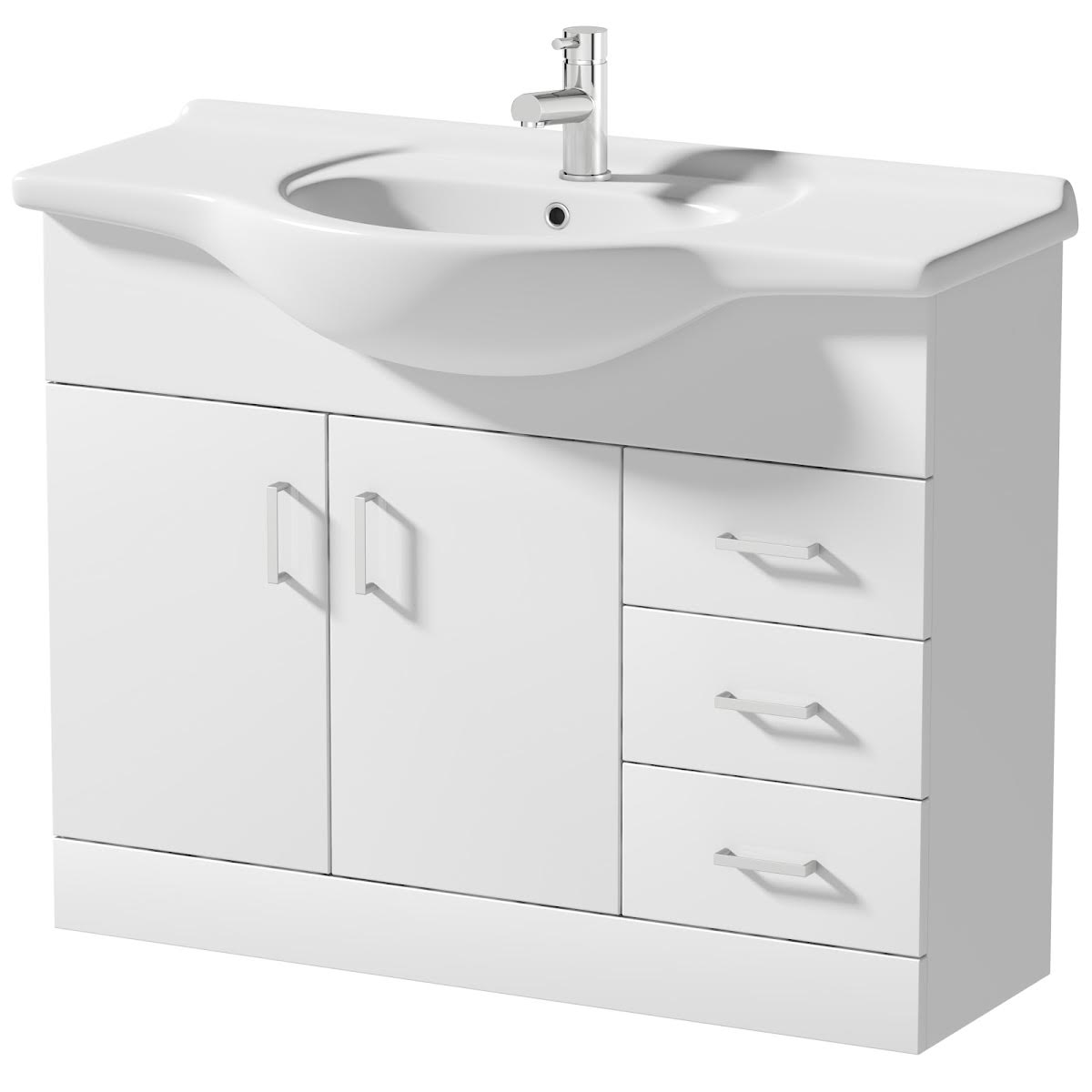 Alpine White Gloss Freestanding Vanity Unit with Basin - 1050mm