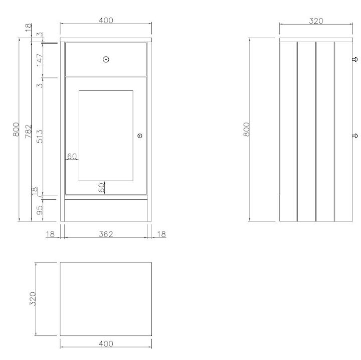 Park Lane Winchester Grey Cloakroom Storage Unit 400mm