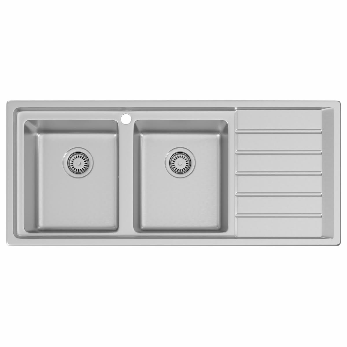 Sauber Inset Double Bowl Stainless Steel Kitchen Sink & Drainer