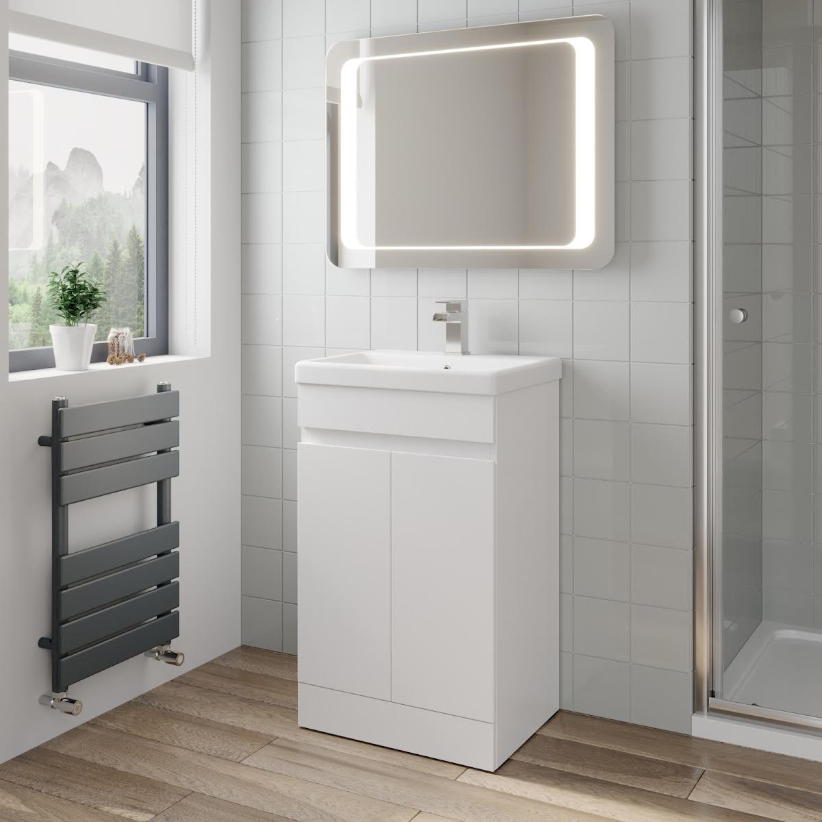 Artis Centro Flat Pack Gloss White Vanity Unit & Basin - 500mm