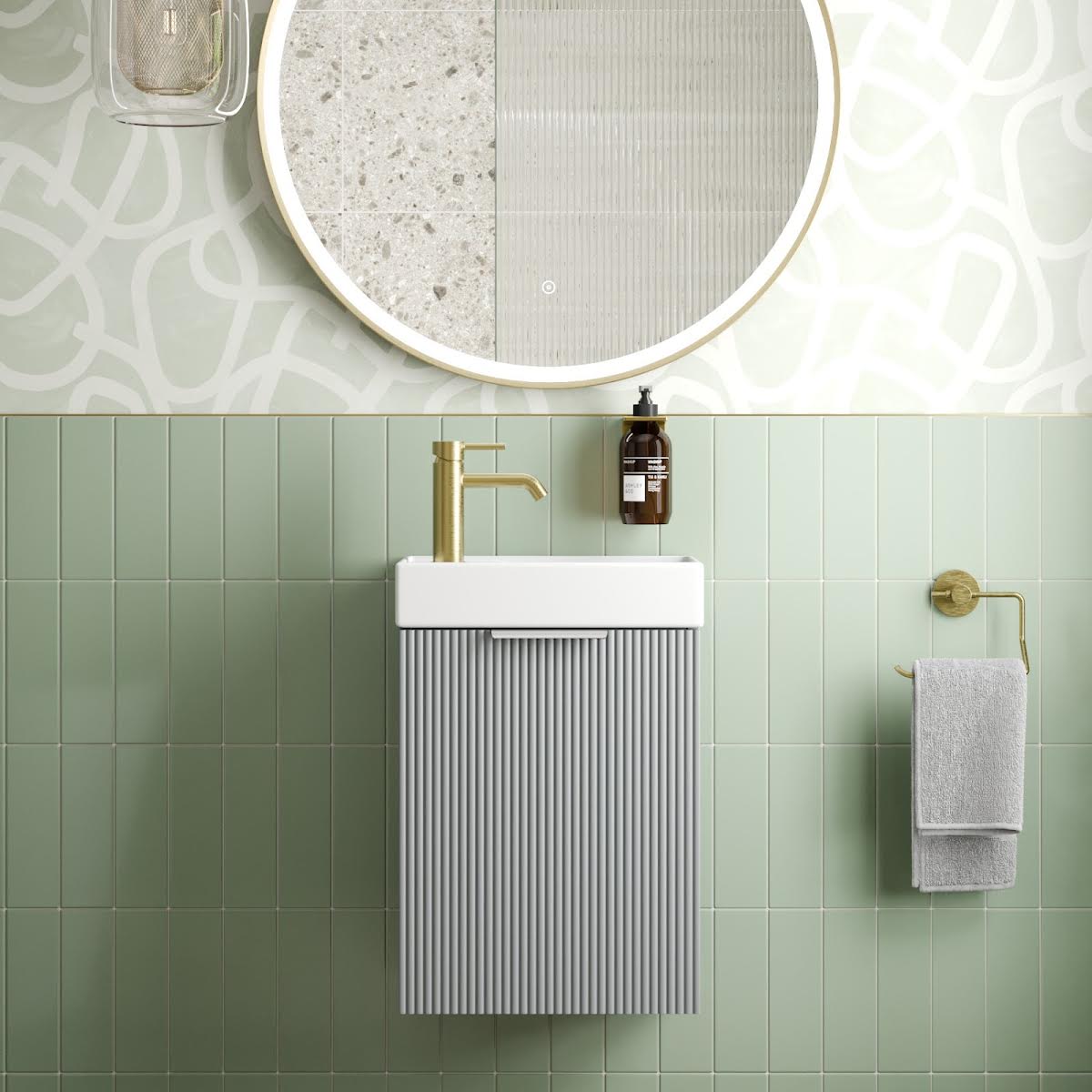Artis Fluted Wall Hung Grey Vanity Unit - 400mm