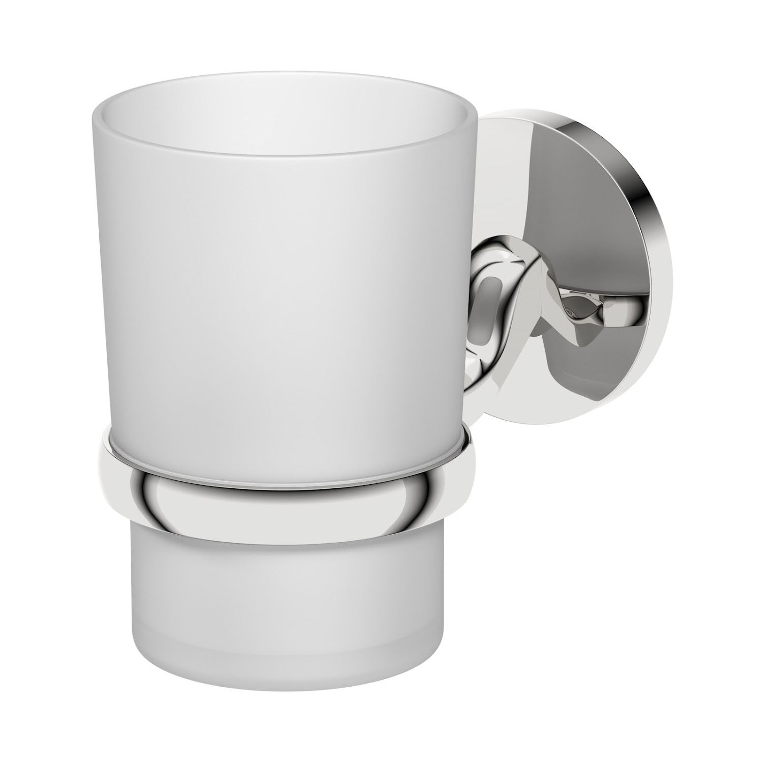 Bathroom Tumbler Toothbrush Holder Chrome Round Wall Mounted Stylish ...