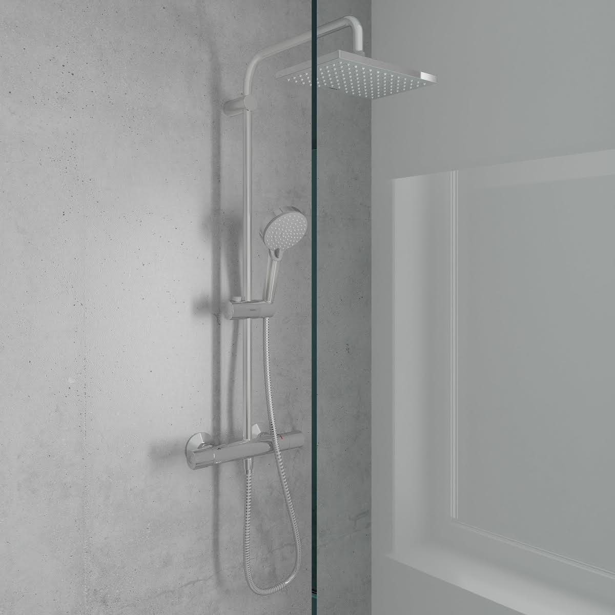 Hansgrohe Vernis Shape Thermostatic Mixer Shower - Square Drench ...