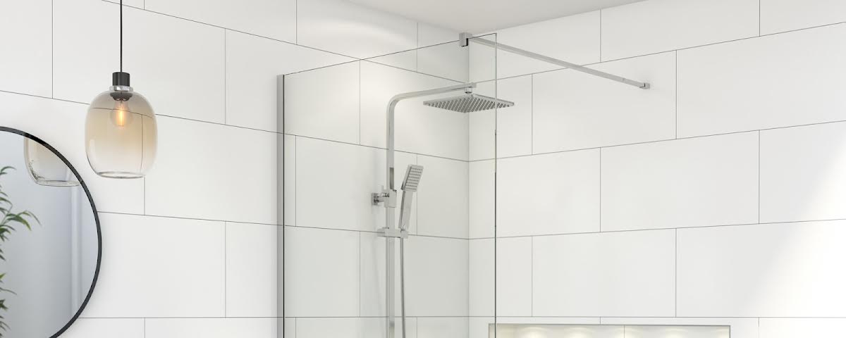 Diamond Walk-in Shower Screen 1000mm with Fixed Return Panel and Tray ...