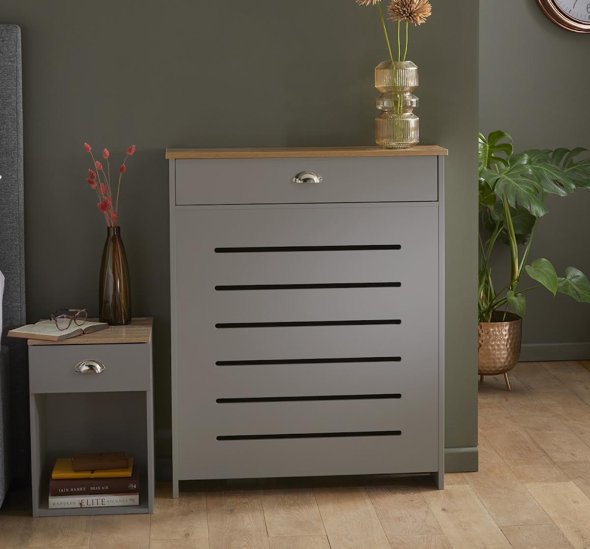Vale Designs Grey Radiator Cover - Small with Drawer 780mm