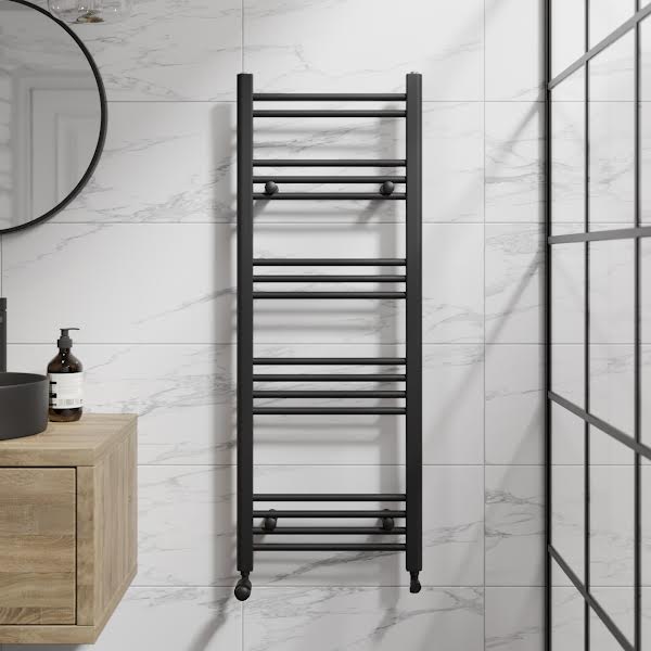 DuraTherm Towel Radiator Matt Black 1200 x 600mm Flat