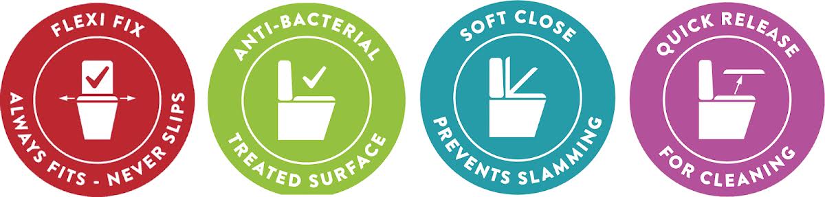 Croydex Ontario Flexi-Fix Soft Close Quick Release Round Teak Mol