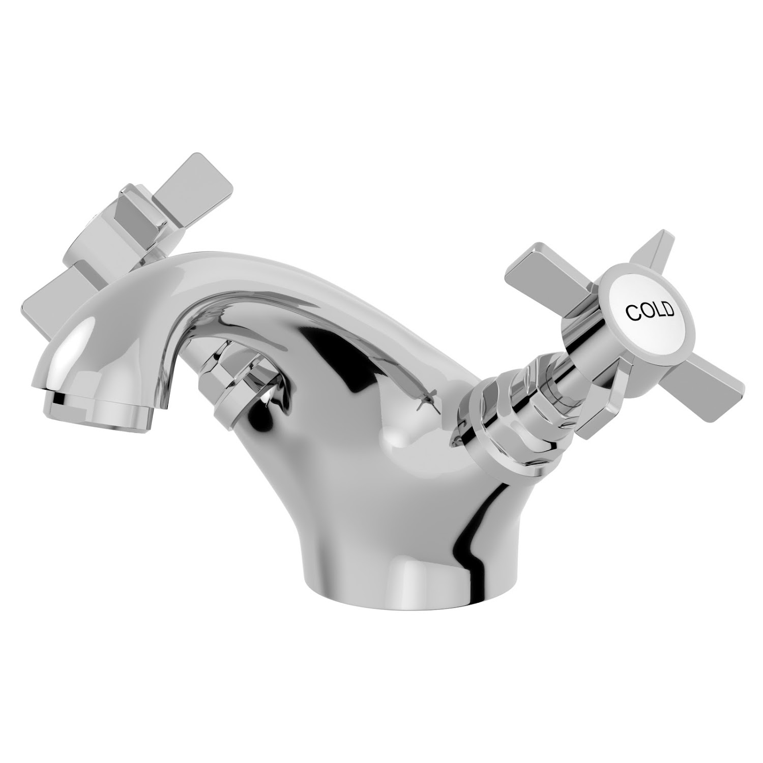 Traditional Bathroom Mono Basin Sink Mixer Tap Brass Chrome Crosshead