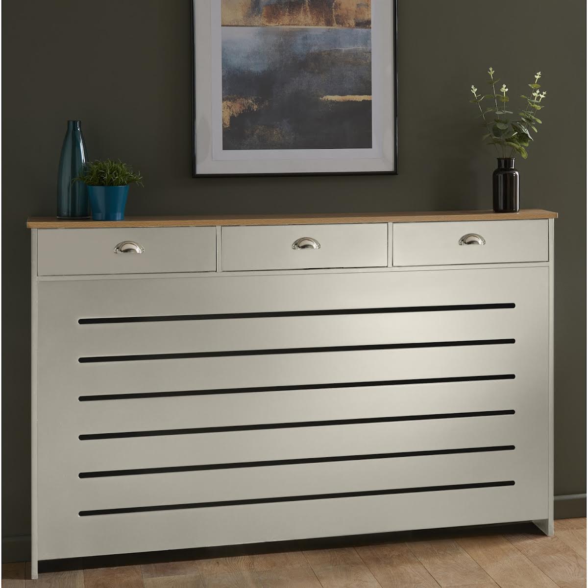 Vale Designs Cream Radiator Cover - Large with Drawers 1500mm