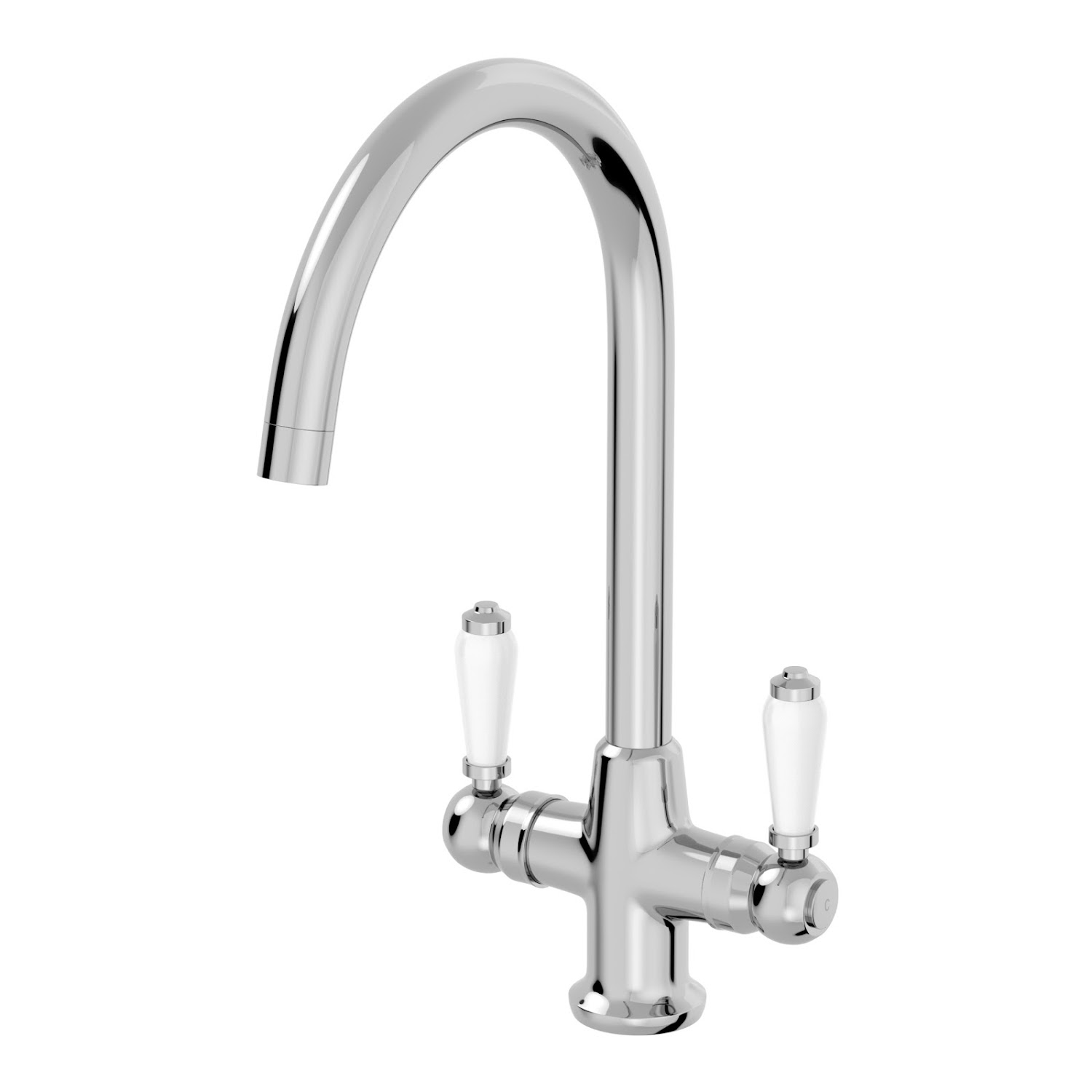 Traditional Mono Kitchen Sink Mixer Tap Twin Lever Handles Swivel Spout ...