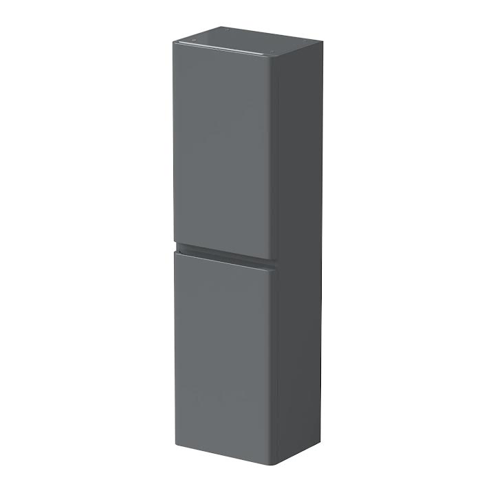 Regis Forma Grey Gloss Wall Hung Tall Bathroom Cabinet - 1400 x 400mm