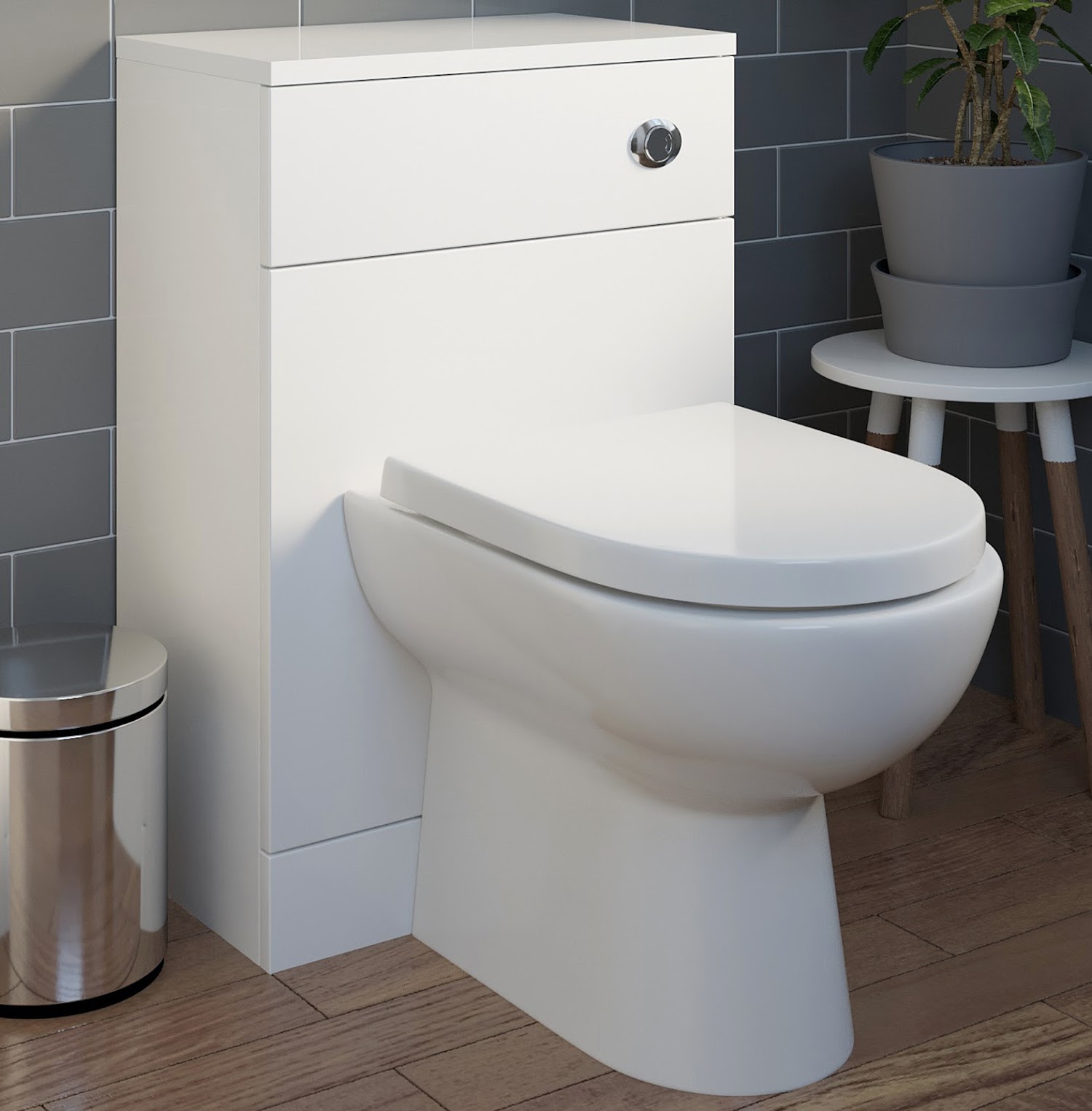 Bathroom 500 x 330mm Back To Wall BTW Toilet Cistern Unit White Gloss ...