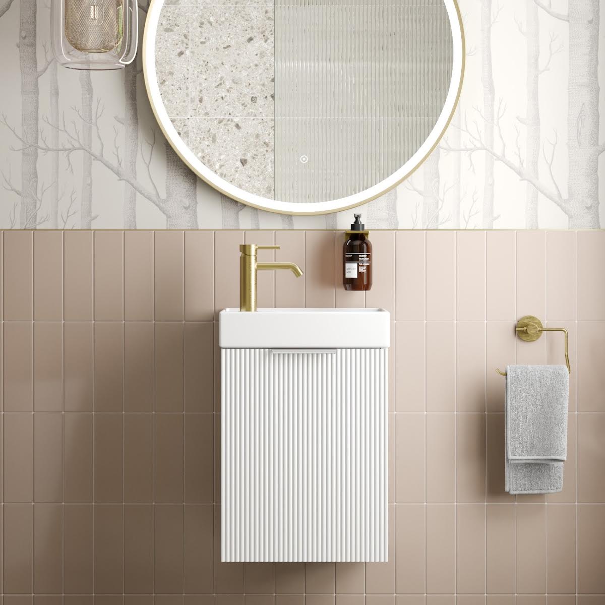 Artis Fluted Wall Hung White Vanity Unit - 400mm