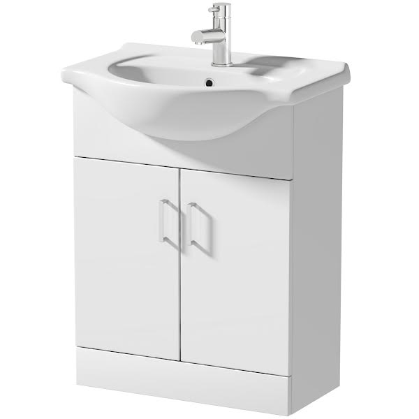 Alpine White Gloss Toilet & Vanity Unit with Basin - 1150mm